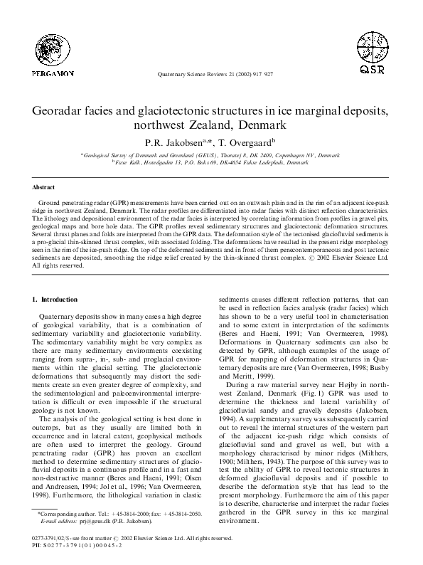(PDF) Georadar facies and glaciotectonic structures in ice marginal ...