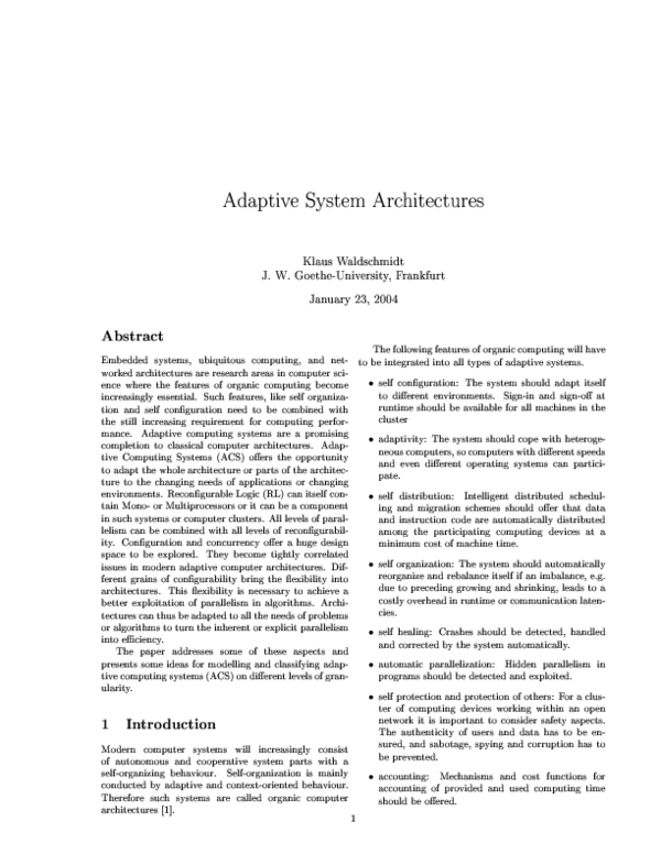 (PDF) Adaptive system architecture