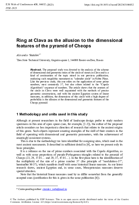 (PDF) Ring at Clava as the allusion to the dimensional features of the ...