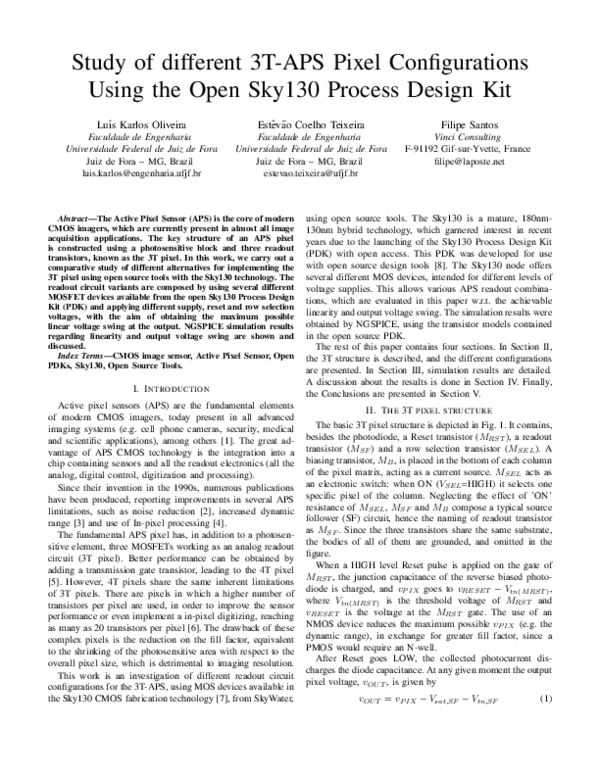 (PDF) Study of different 3T-APS Pixel Configurations Using the Open ...