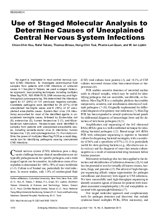 (PDF) Use of Staged Molecular Analysis to Determine Causes of ...