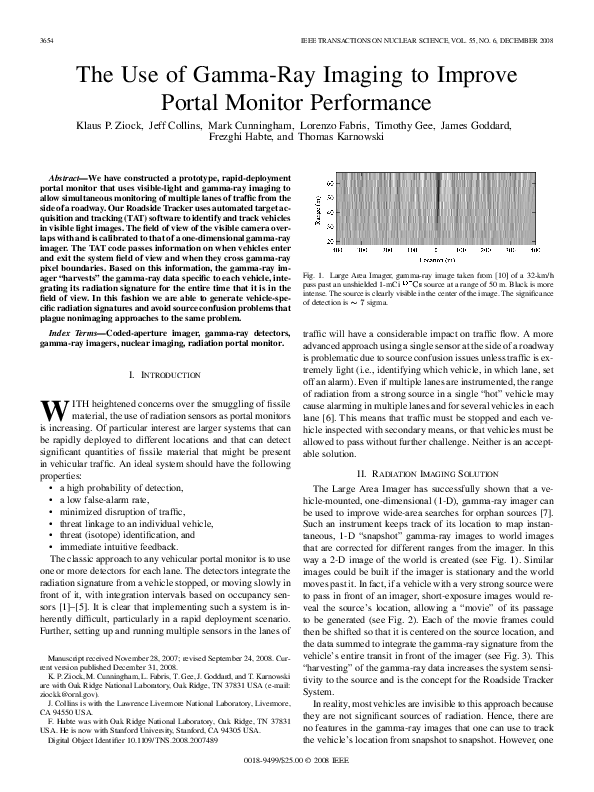 (PDF) The Use of Gamma-Ray Imaging to Improve Portal Monitor Performance