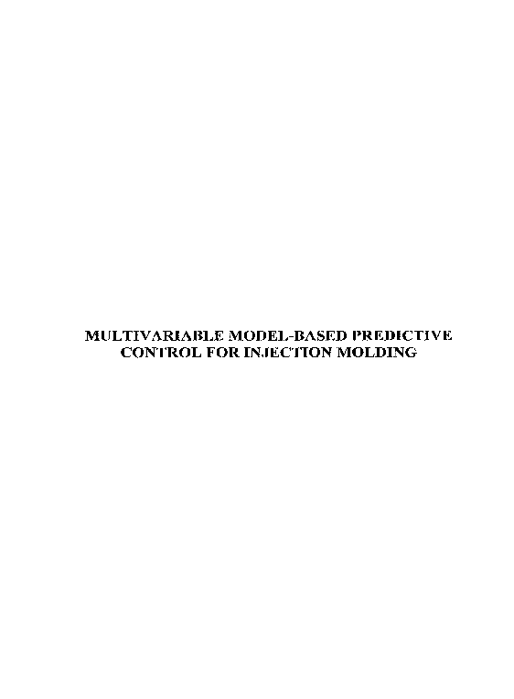 (PDF) Multivariable Model-Based Predictive Control for Injection Molding