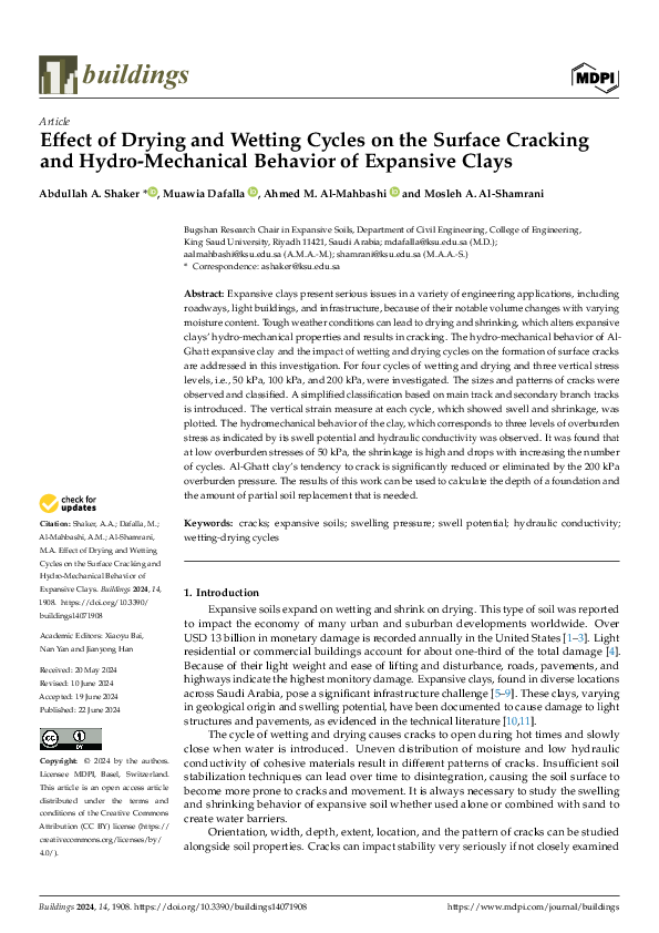 (PDF) Effect of Drying and Wetting Cycles on the Surface Cracking and Hydro-Mechanical Behavior ...