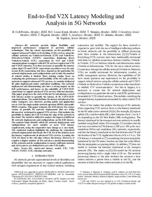 End-to-End V2X Latency Modeling and Analysis in 5G Networks