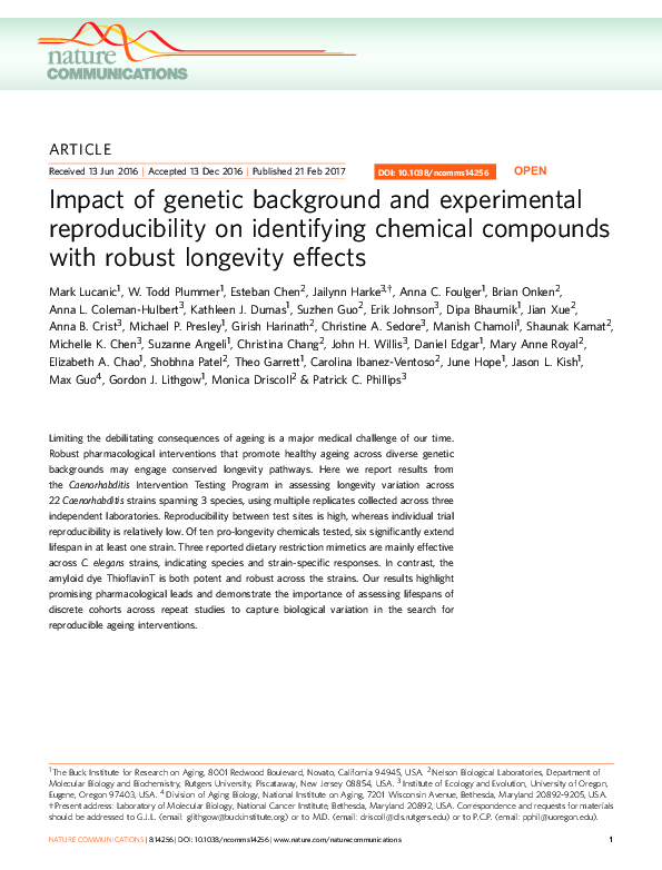 (PDF) Impact of genetic background and experimental reproducibility on ...
