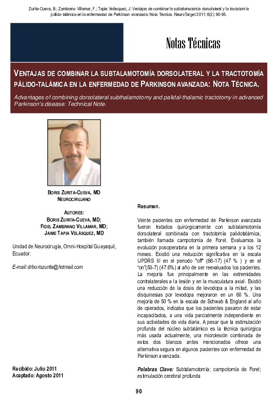 (PDF) Advantages of combining dorsolateral subthalamotomy and palidal ...