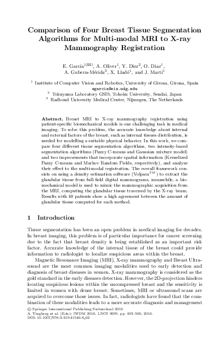 (PDF) Comparison of Four Breast Tissue Segmentation Algorithms for Multi-modal MRI to X-ray ...