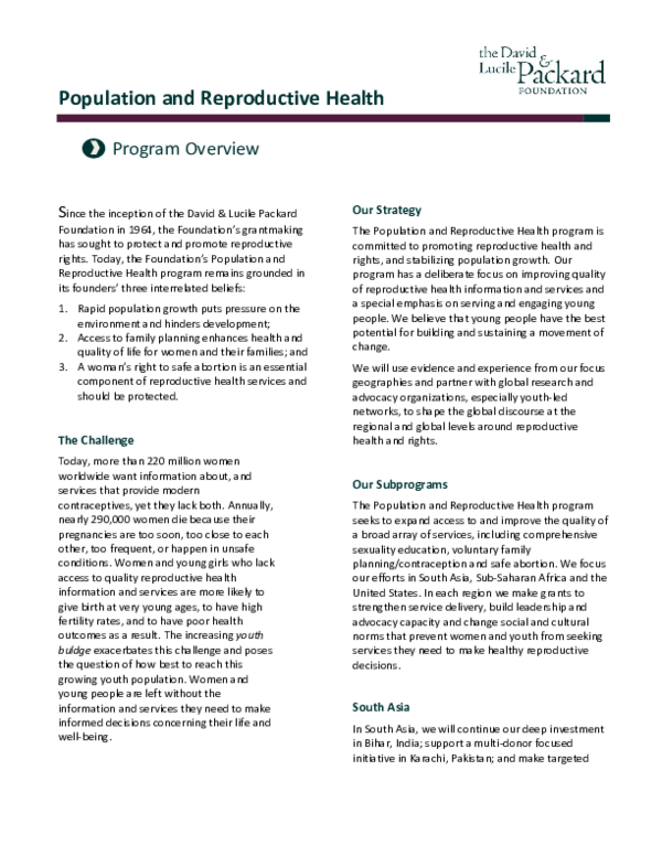 (PDF) Population and Reproductive Health