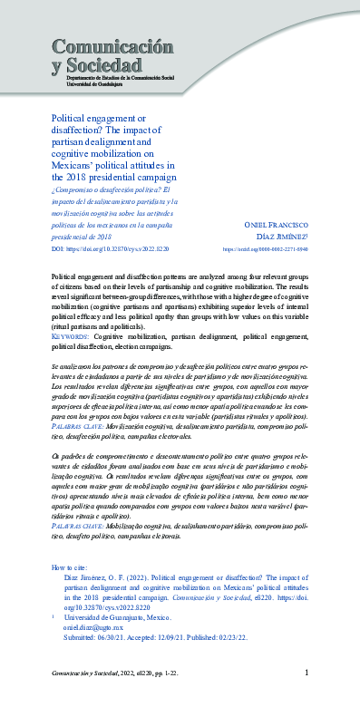 (PDF) El impacto del desalineamiento partidista y la movilización ...