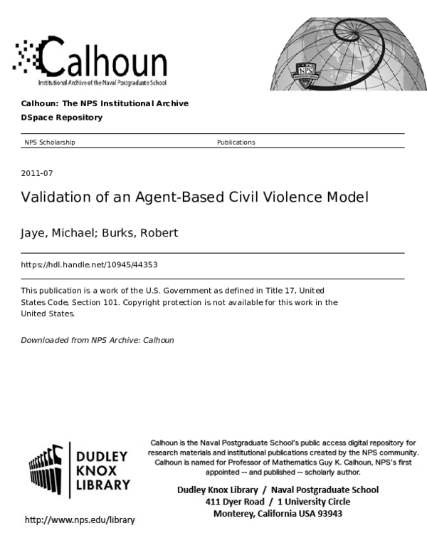 (PDF) Validation of an Agent-Based Civil Violence Model