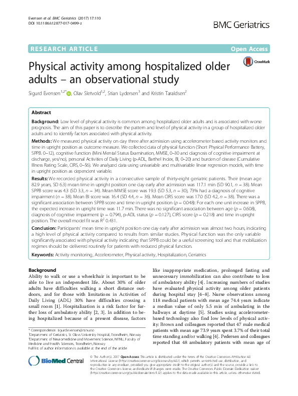 (PDF) Physical activity among hospitalized older adults – an ...