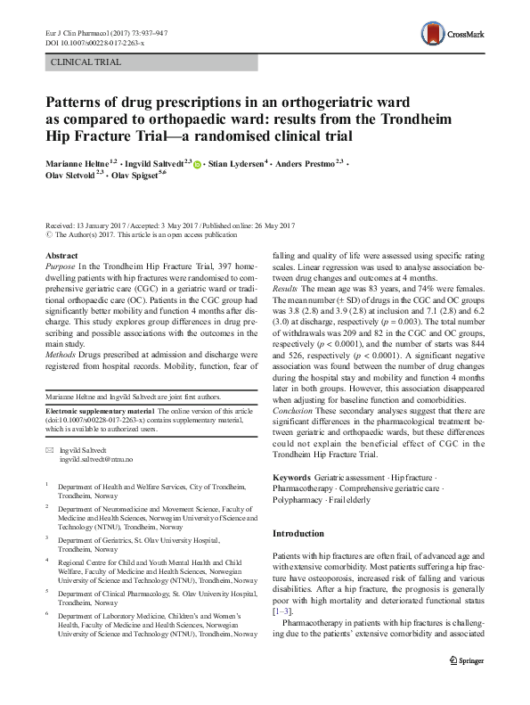 (PDF) Patterns of drug prescriptions in an orthogeriatric ward as ...