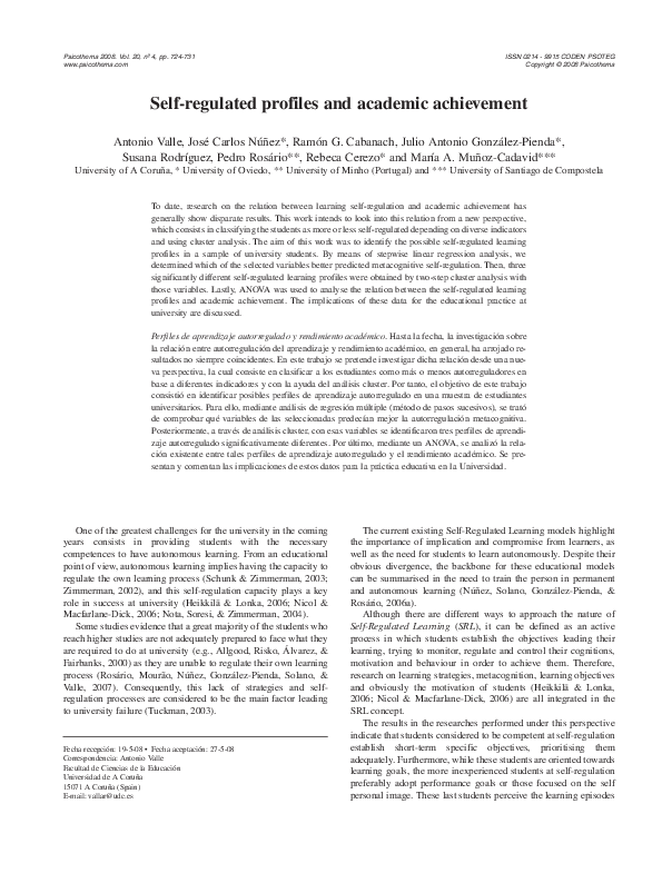 (PDF) Self-regulated profiles and academic achievement