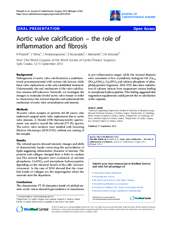 (PDF) Aortic valve calcification – the role of inflammation and fibrosis