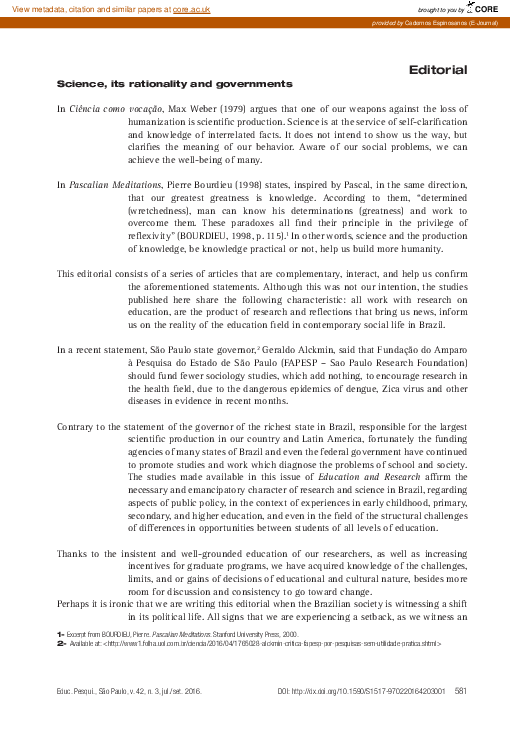 (PDF) Science, its rationality and governments