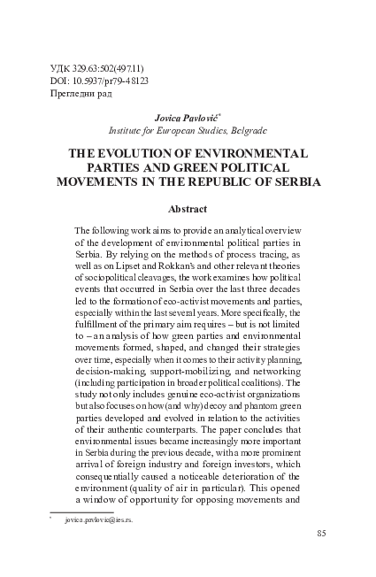 (PDF) The Evolution of Environmental Parties and Green Political ...