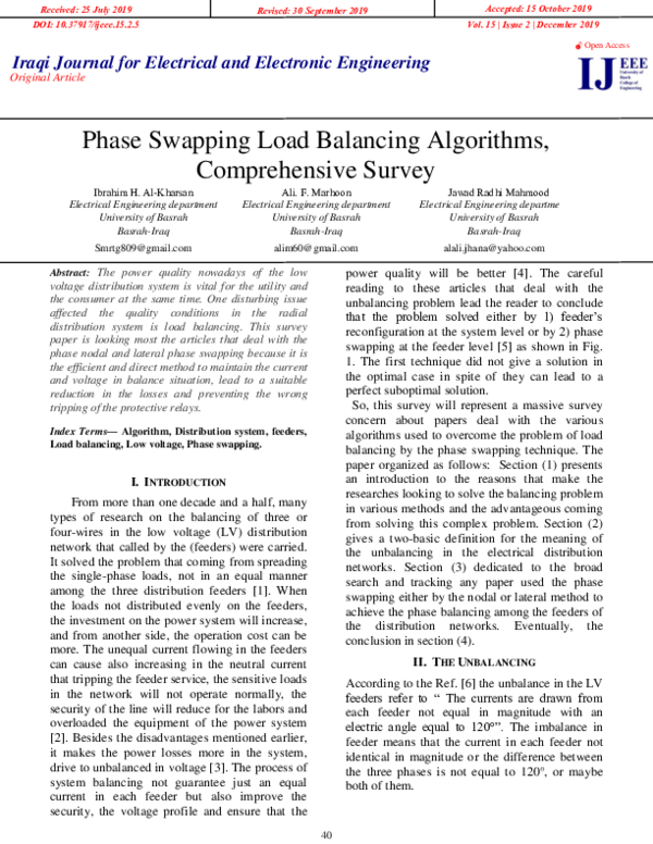 (PDF) Phase Swapping Load Balancing Algorithms, Comprehensive Survey
