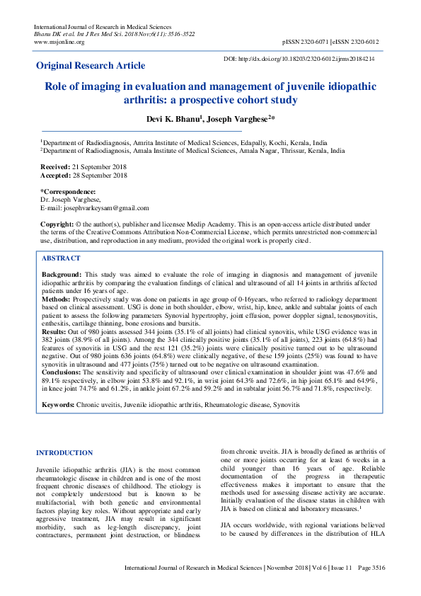 (PDF) Role of imaging in evaluation and management of juvenile ...