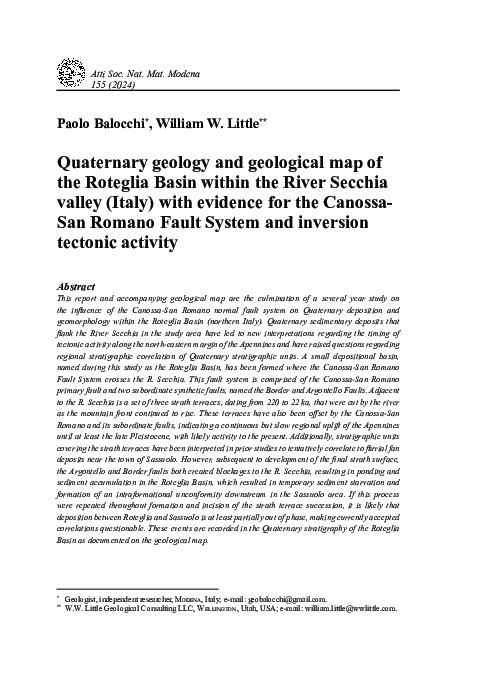 (PDF) Quaternary geology and geological map of the Roteglia Basin ...