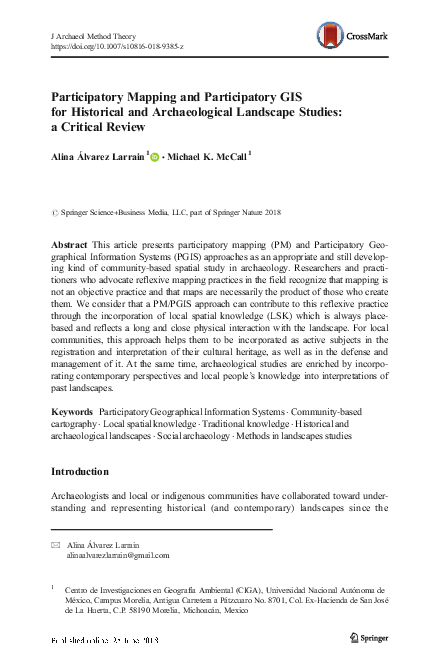 (PDF) Participatory Mapping and Participatory GIS for Historical and Archaeological Landscape ...