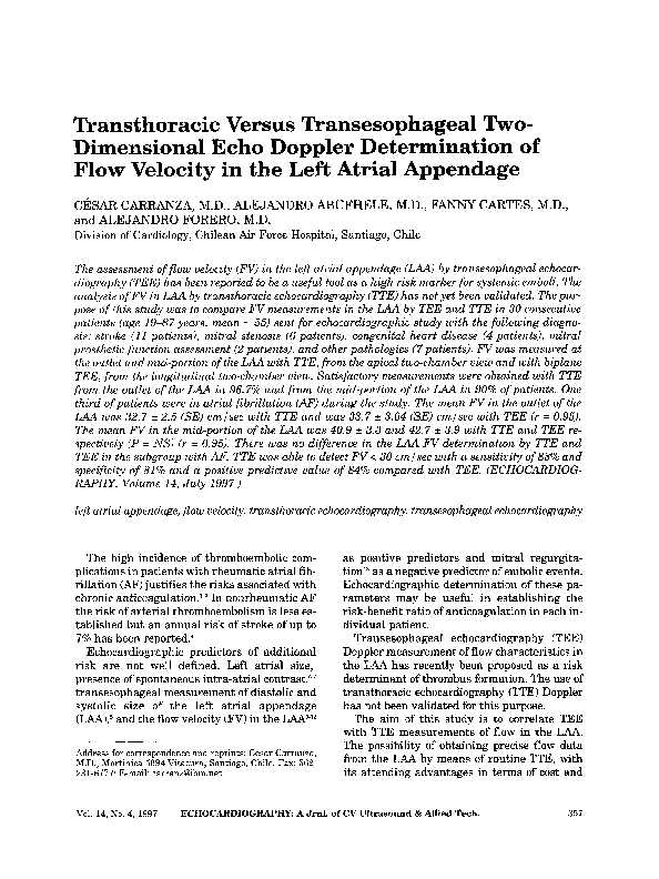 (PDF) Comparing TEE and TTE in LAA Flow Velocity