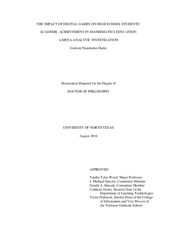 (PDF) The Impact of Digital Games on High School Students' Academic ...