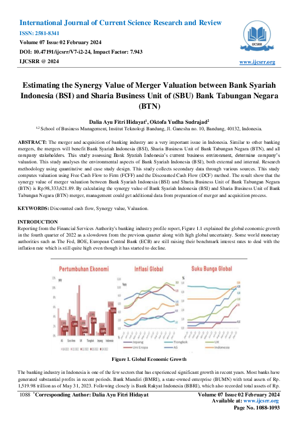 (PDF) Estimating the Synergy Value of Merger Valuation between Bank ...