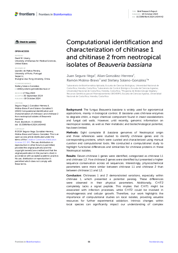 (PDF) Computational identification and characterization of chitinase 1 ...