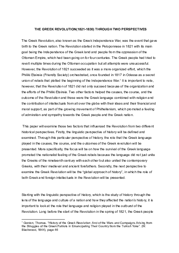 (PDF) The Greek War of Independence in Two Historical Perspectives