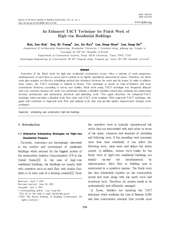 (PDF) An Enhanced TACT Technique for Finish Work of High-rise ...