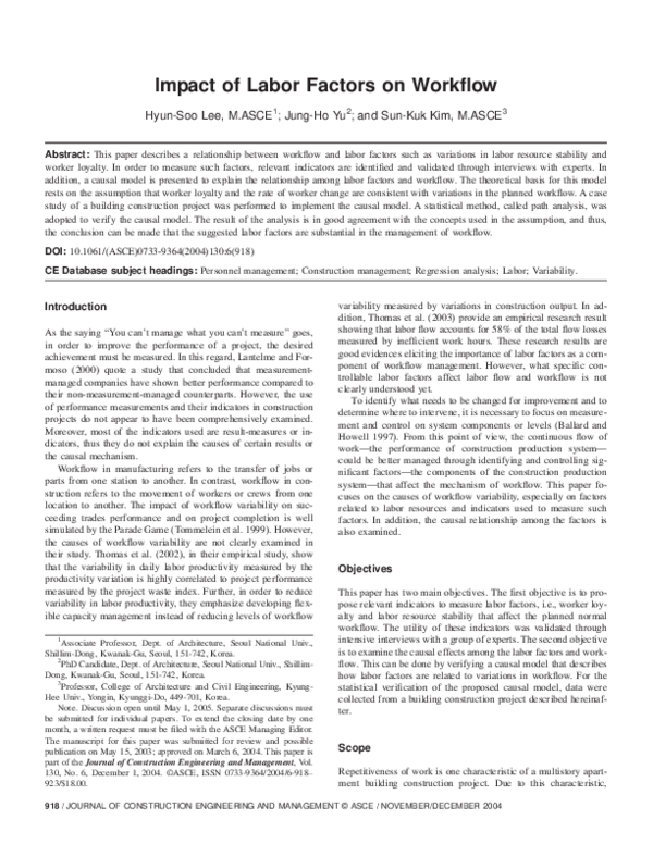 (PDF) Impact of Labor Factors on Workflow | Sunkuk Kim - Academia.edu
