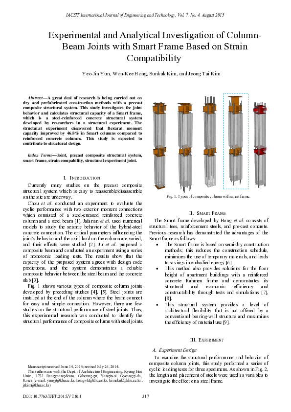 (PDF) Experimental and Analytical Investigation of Column- Beam Joints ...