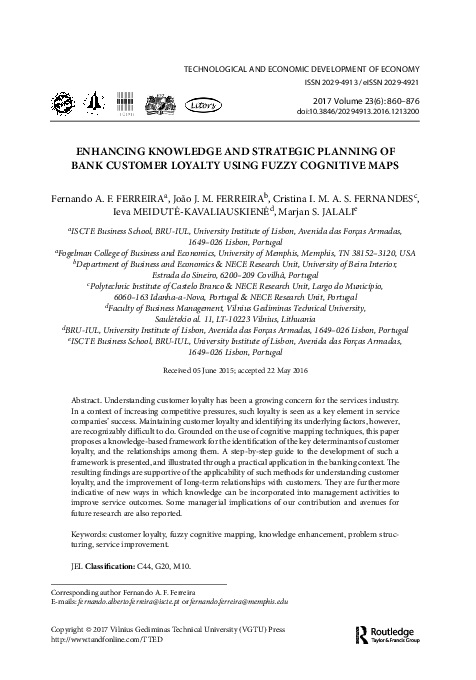 (PDF) Enhancing Knowledge and Strategic Planning of Bank Customer Loyalty Using Fuzzy Cognitive Maps