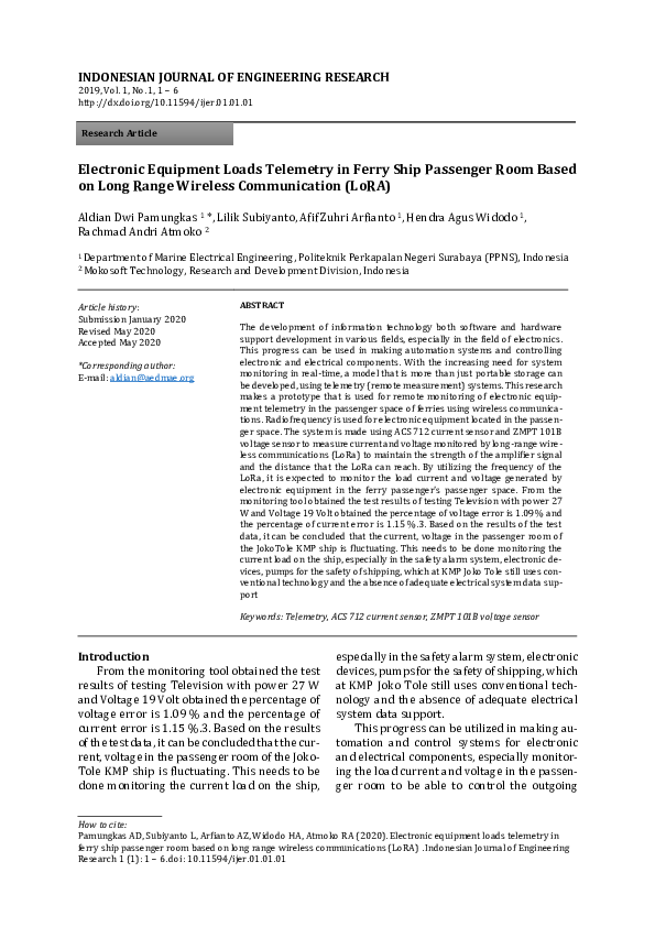 (PDF) Electronic Equipment Loads Telemetry in Ferry Ship Passenger Room ...