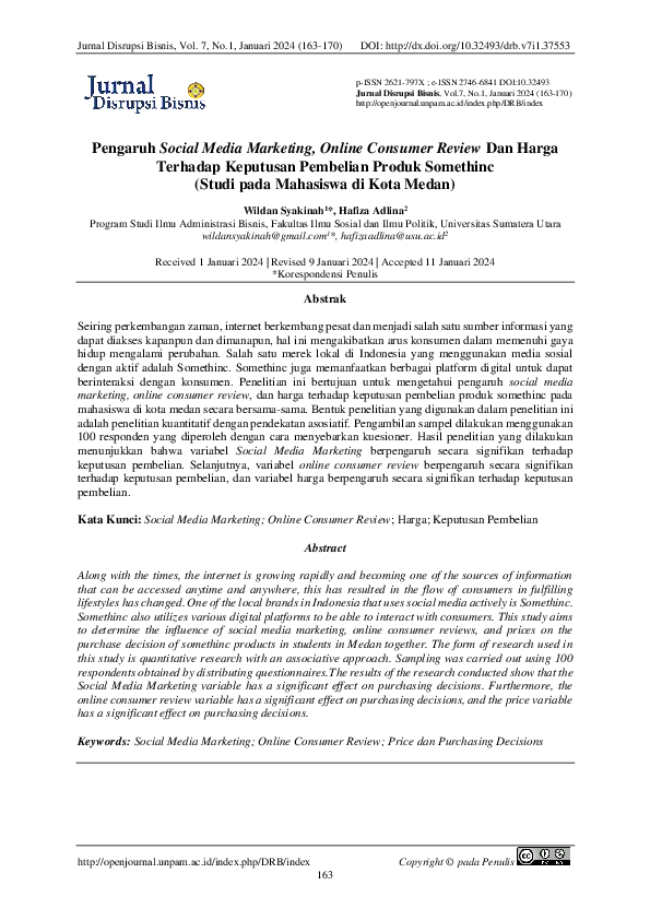 (PDF) Pengaruh Social Media Marketing, Online Consumer Review dan Harga Terhadap Keputusan ...