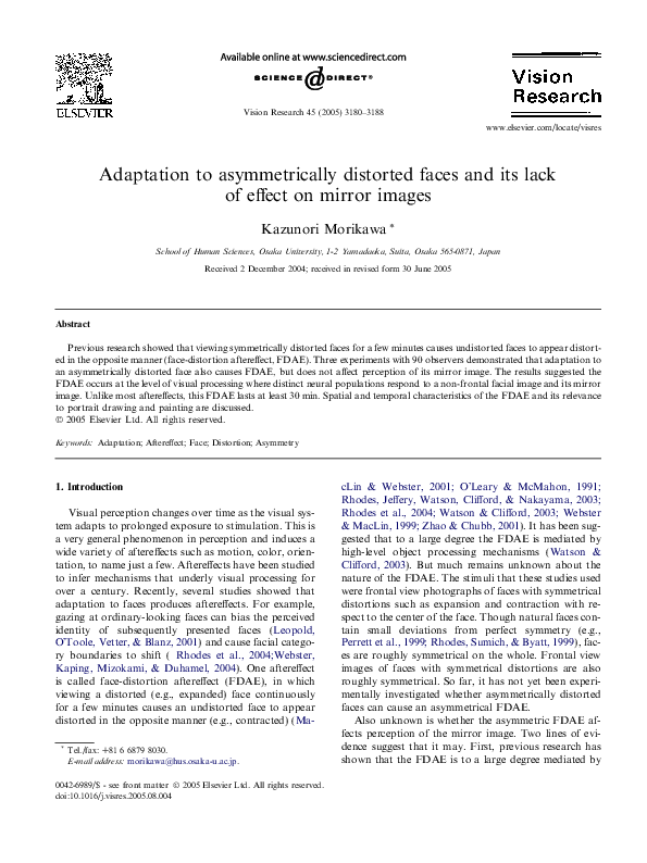 (PDF) Adaptation to asymmetrically distorted faces and its lack of ...
