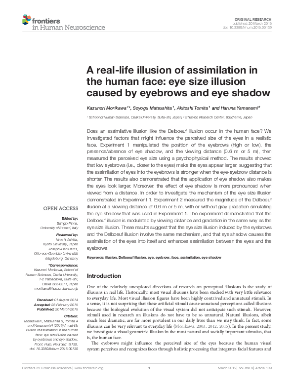 (PDF) A real-life illusion of assimilation in the human face: eye size ...
