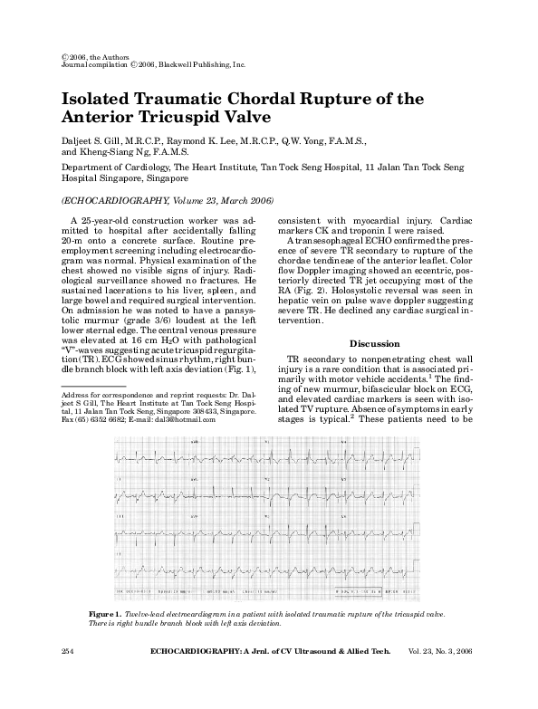 (PDF) Isolated Traumatic Chordal Rupture of the Anterior Tricuspid ...