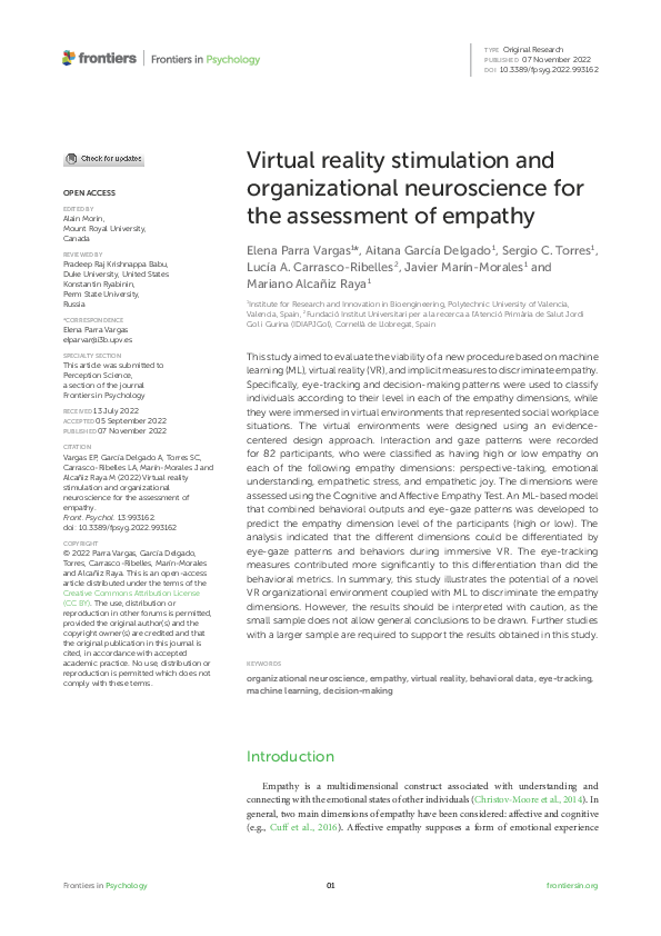 (PDF) Virtual reality stimulation and organizational neuroscience for ...