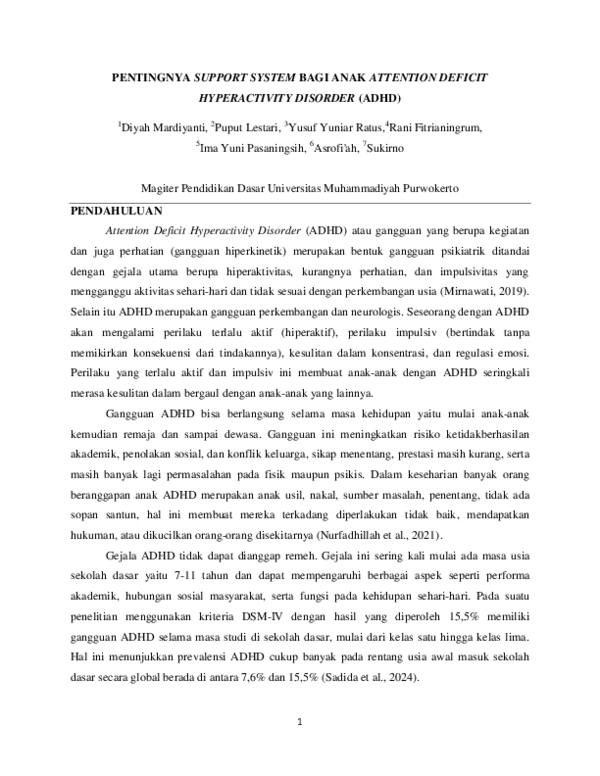 (PDF) PENTINGNYA SUPPORT SYSTEM BAGI ANAK ATTENTION DEFICIT ...