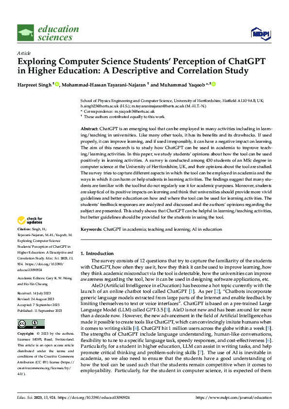 (PDF) Exploring Computer Science Students' Perception of ChatGPT in ...