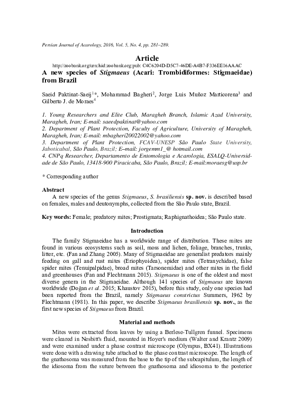 (PDF) Article A new species of Stigmaeus (Acari: Trombidiformes ...