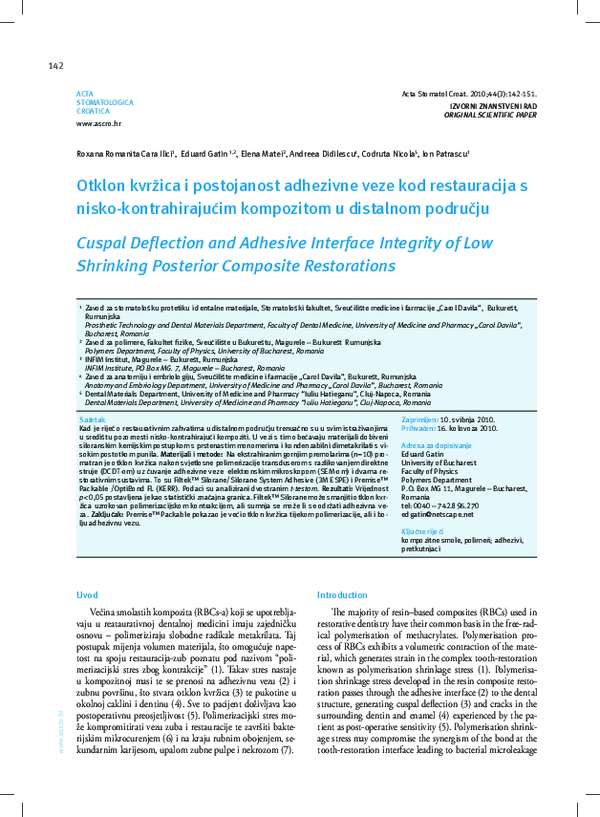 (PDF) Cuspal Deflection and Adhesive Interface Integrity of Low ...