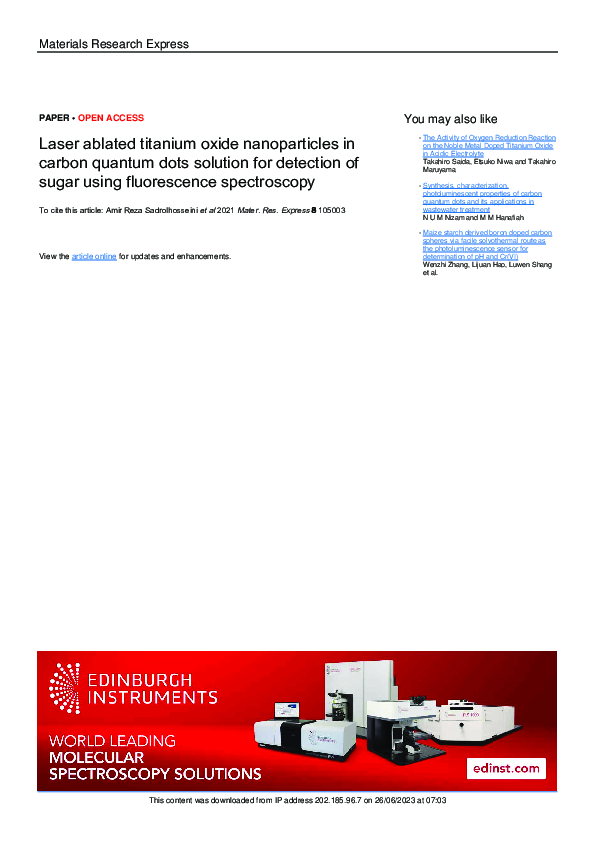 (PDF) Laser ablation synthesis of gold nanoparticle to enhance the fluorescence properties of ...