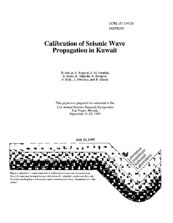 (PDF) Calibration of seismic wave propagation in Kuwait