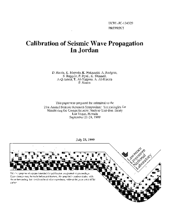 (PDF) Calibration of seismic wave propagation in Jordan