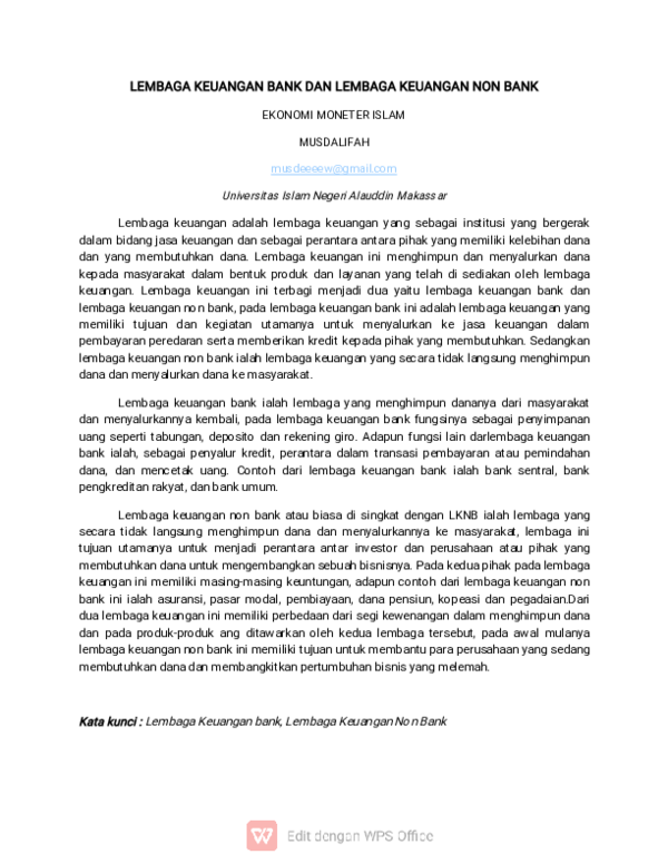 (PDF) LEMBAGA KEUANGAN BANK DAN LEMBAGA KEUANGAN NON BANK