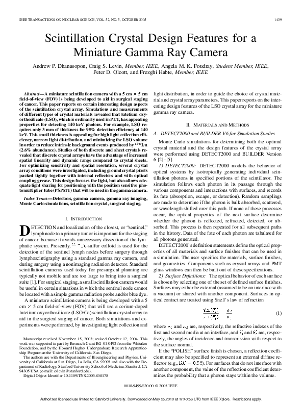 (PDF) Scintillation crystal design features for a miniature gamma ray ...
