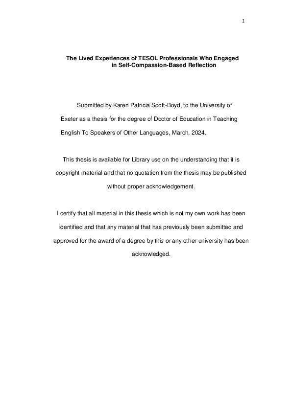 (PDF) The Lived Experiences of TESOL Professionals Who Engaged in Self ...
